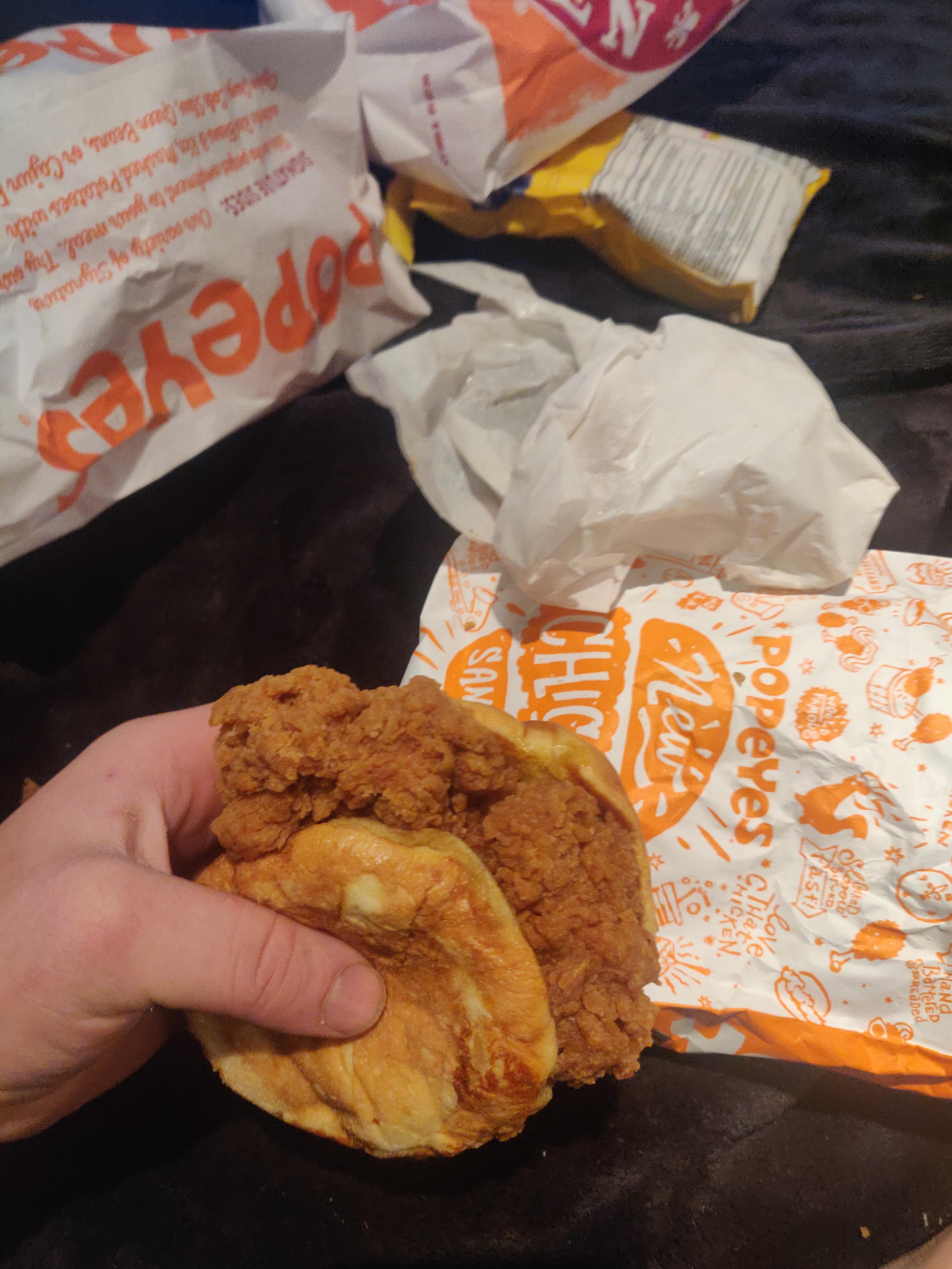 First time having Popeyes. Chicken sandwich was huge and delicious! | Scrolller