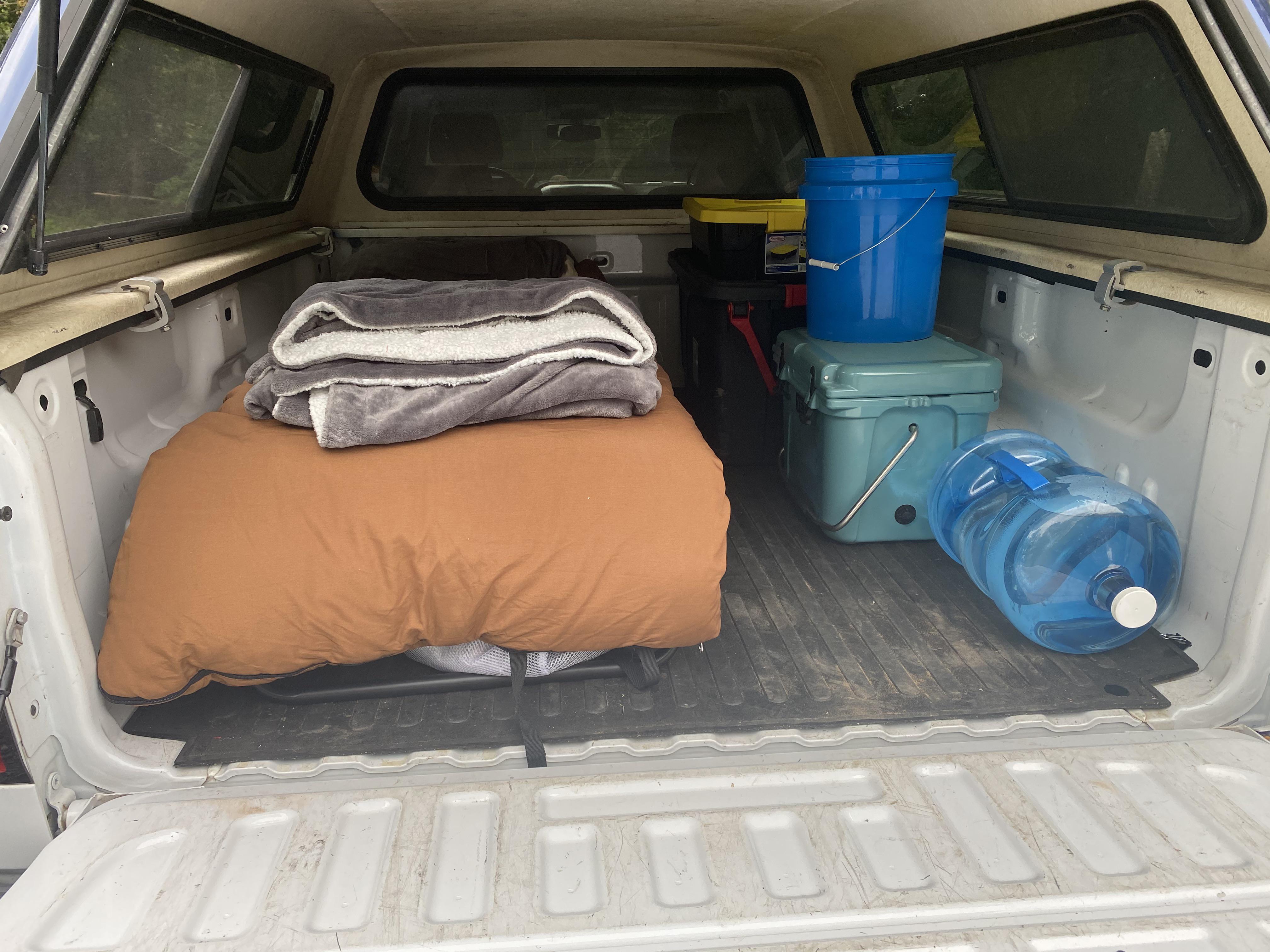 First time using the truck camper and can’t wait to carpet the shell and build a platform ...