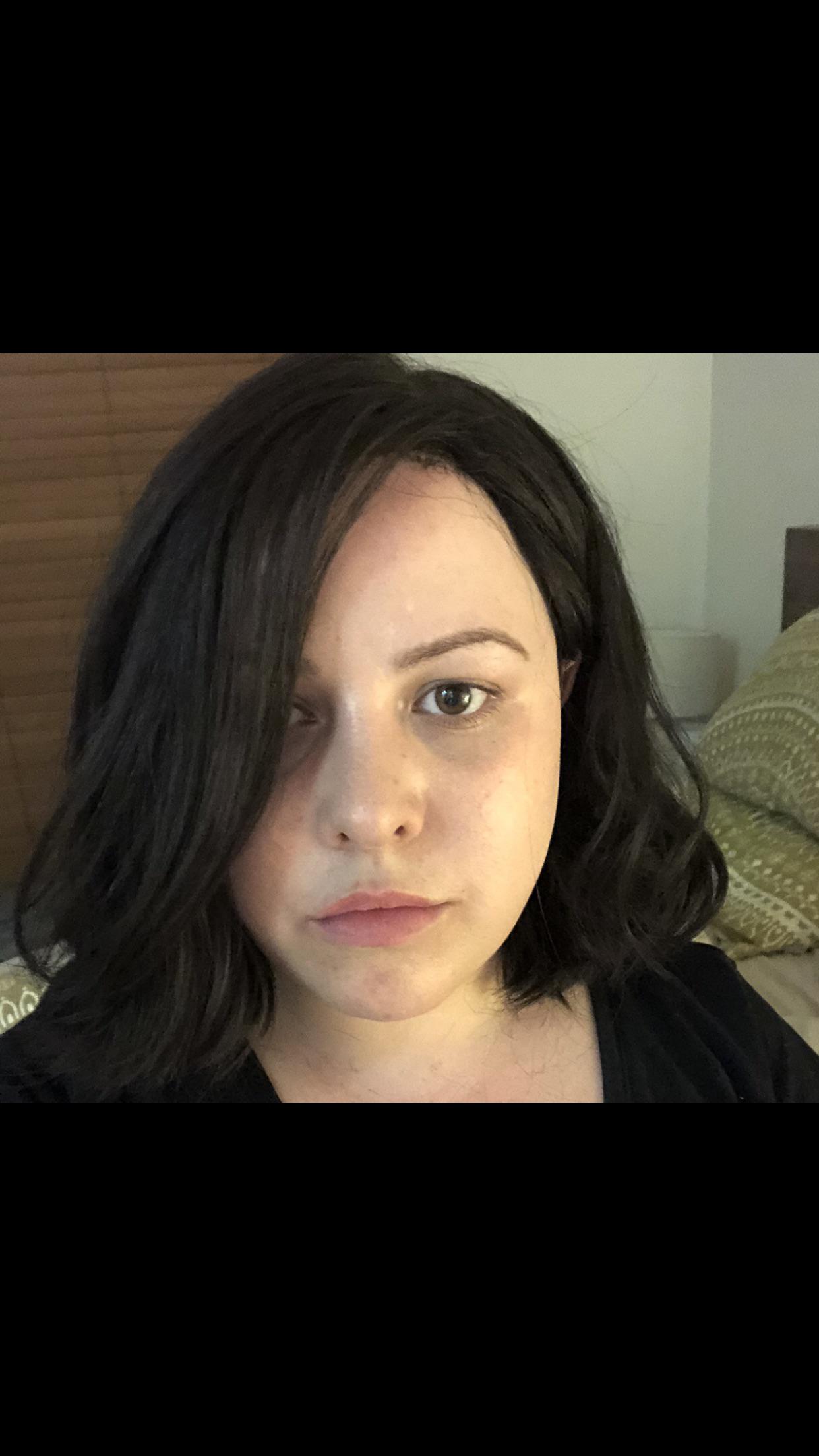 First wig, straight out of the box and just plopped it on my head roughly and trimmed it as it ...