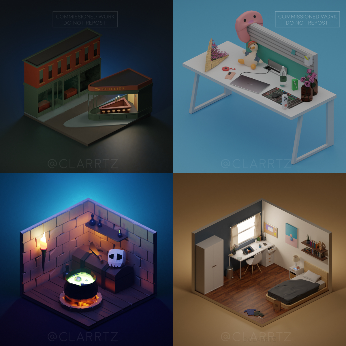 [For Hire] 3D Low Poly Isometric art, starts at $35! see comment for details. Commissions Open ...