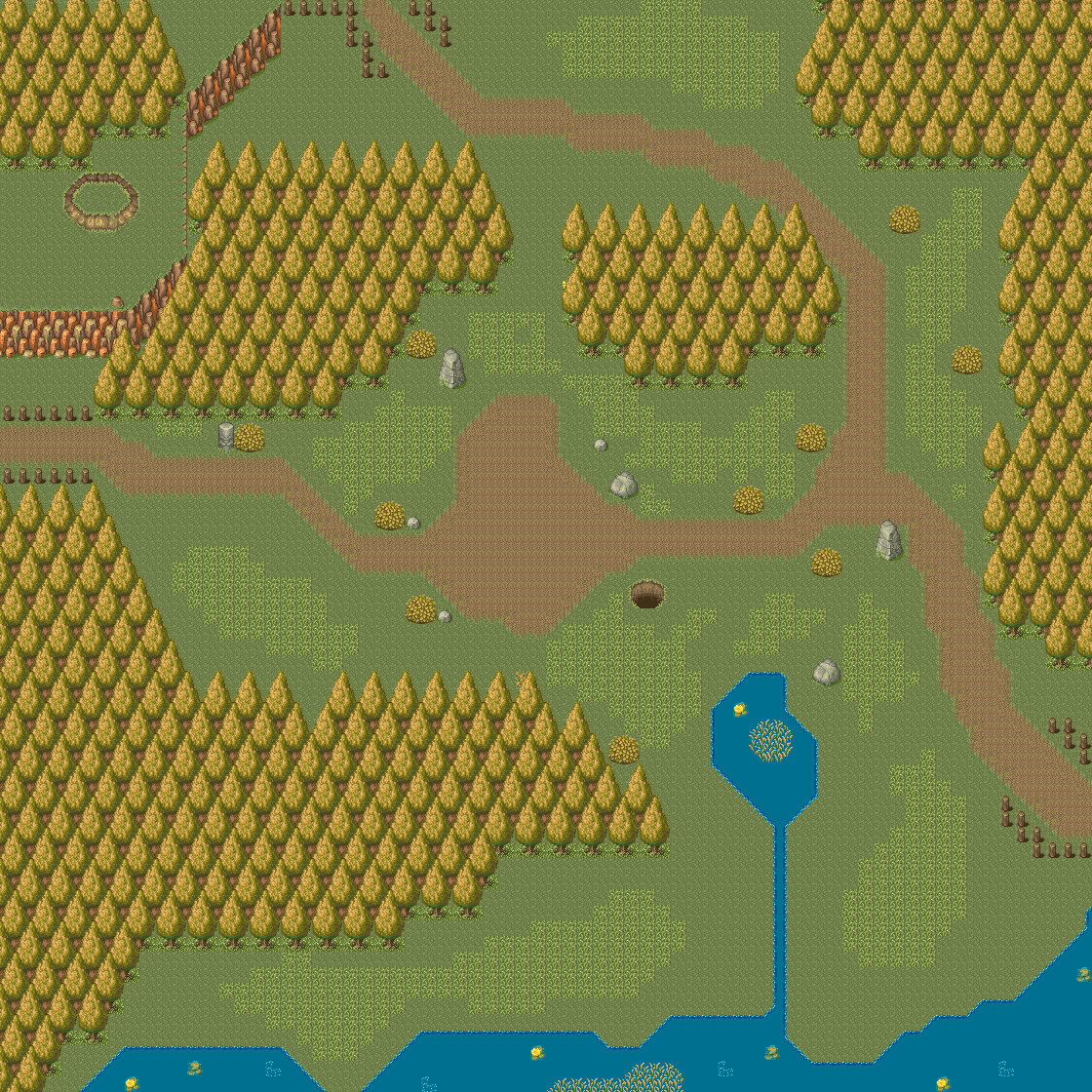Forest Crossroads, mysterious crater? 70x70 Battlemap | Scrolller