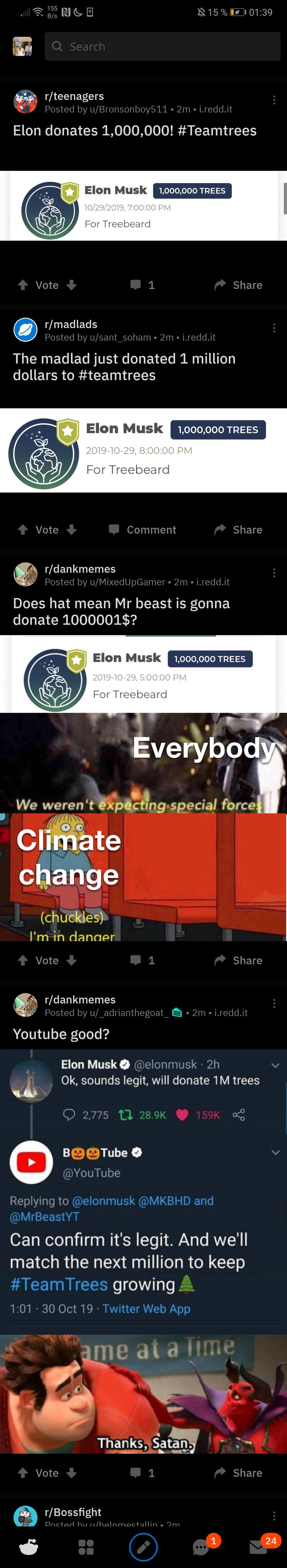 Four Teamtrees posts above each other | Scrolller