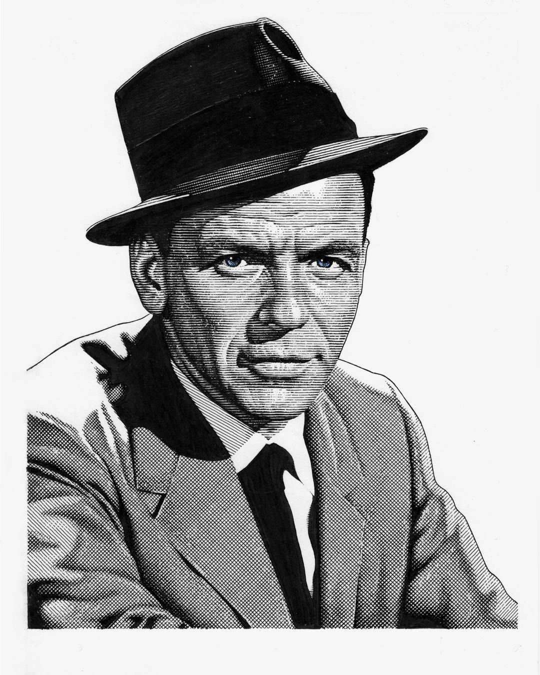 Frank Sinatra, me, ink on paper, 2020 | Scrolller