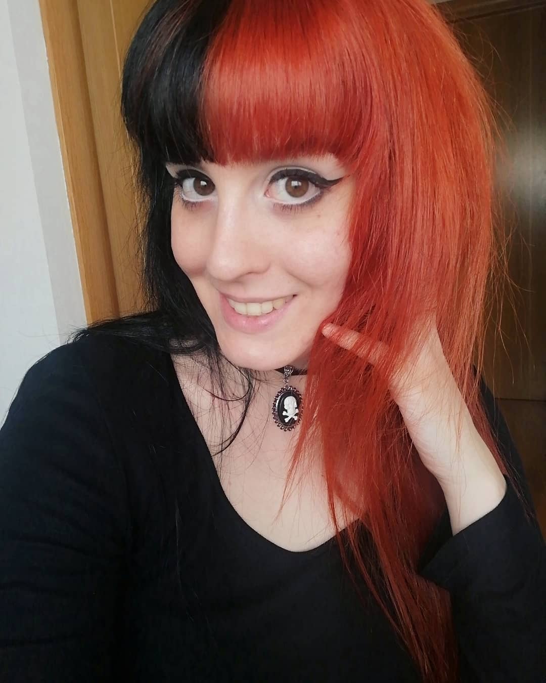 From when I got my hair dyed half black half orange ️🖤 | Scrolller