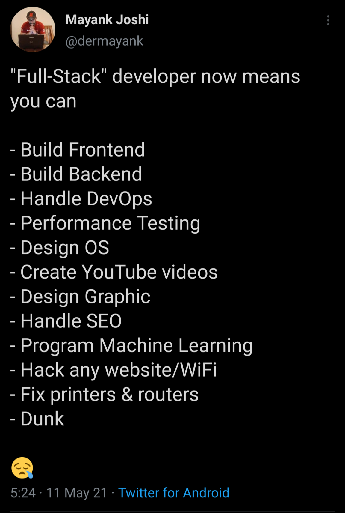 Discover more like ProgrammerHumor: Full stack dev today and Related Content | Scrolller