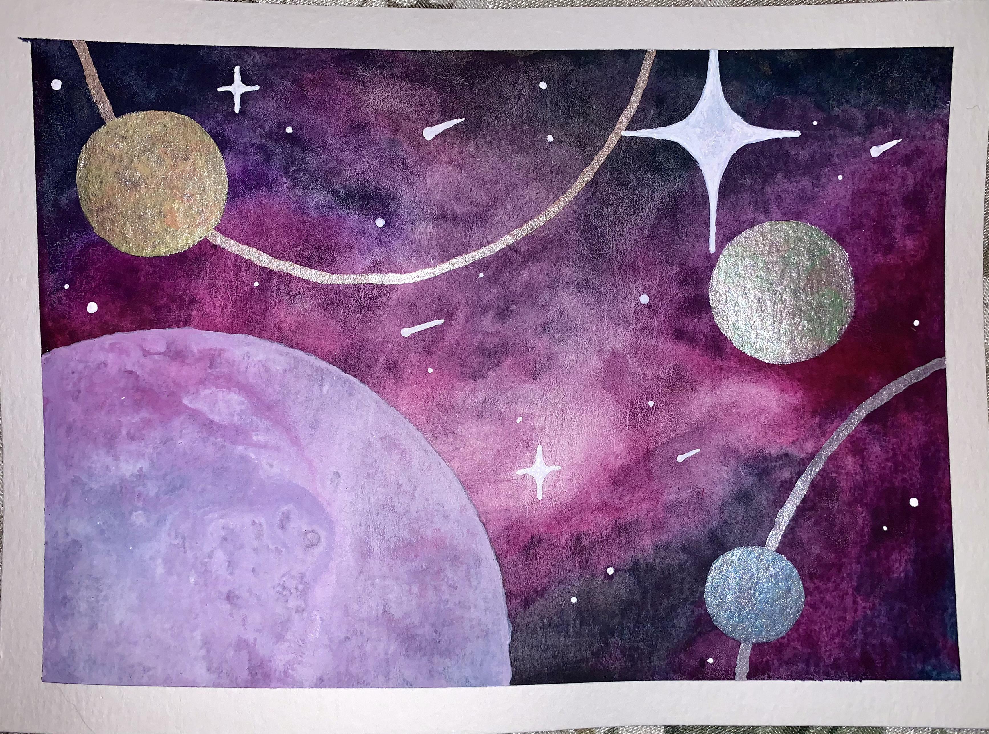 Galaxy, Me, Watercolor, 2021 | Scrolller