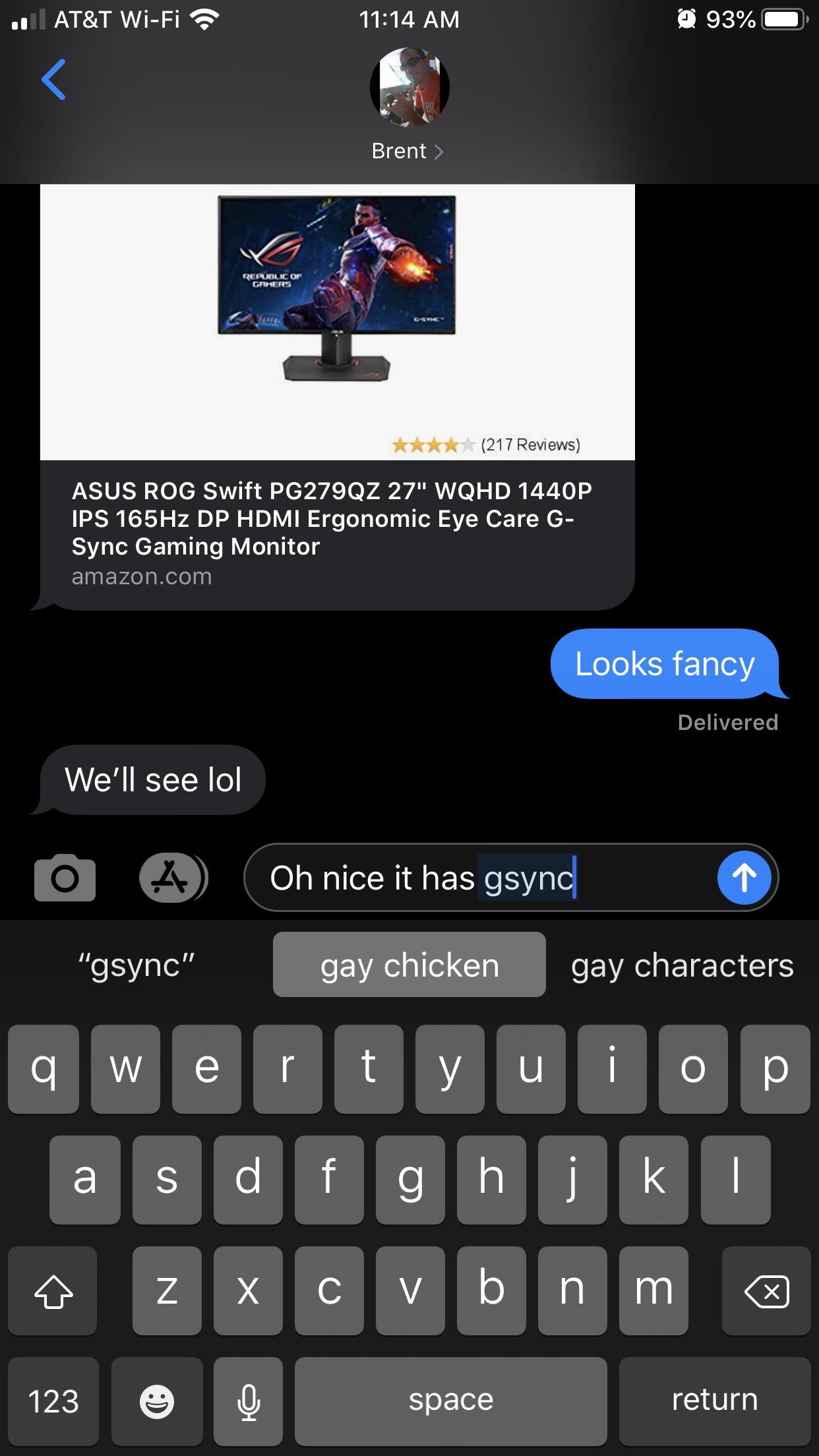 Gaming monitor with... gay chicken? (Autocorrect) | Scrolller