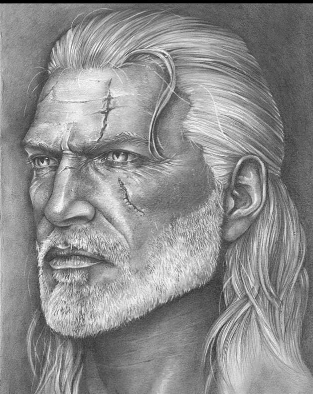 Geralt of Rivia pencil portrait | Scrolller