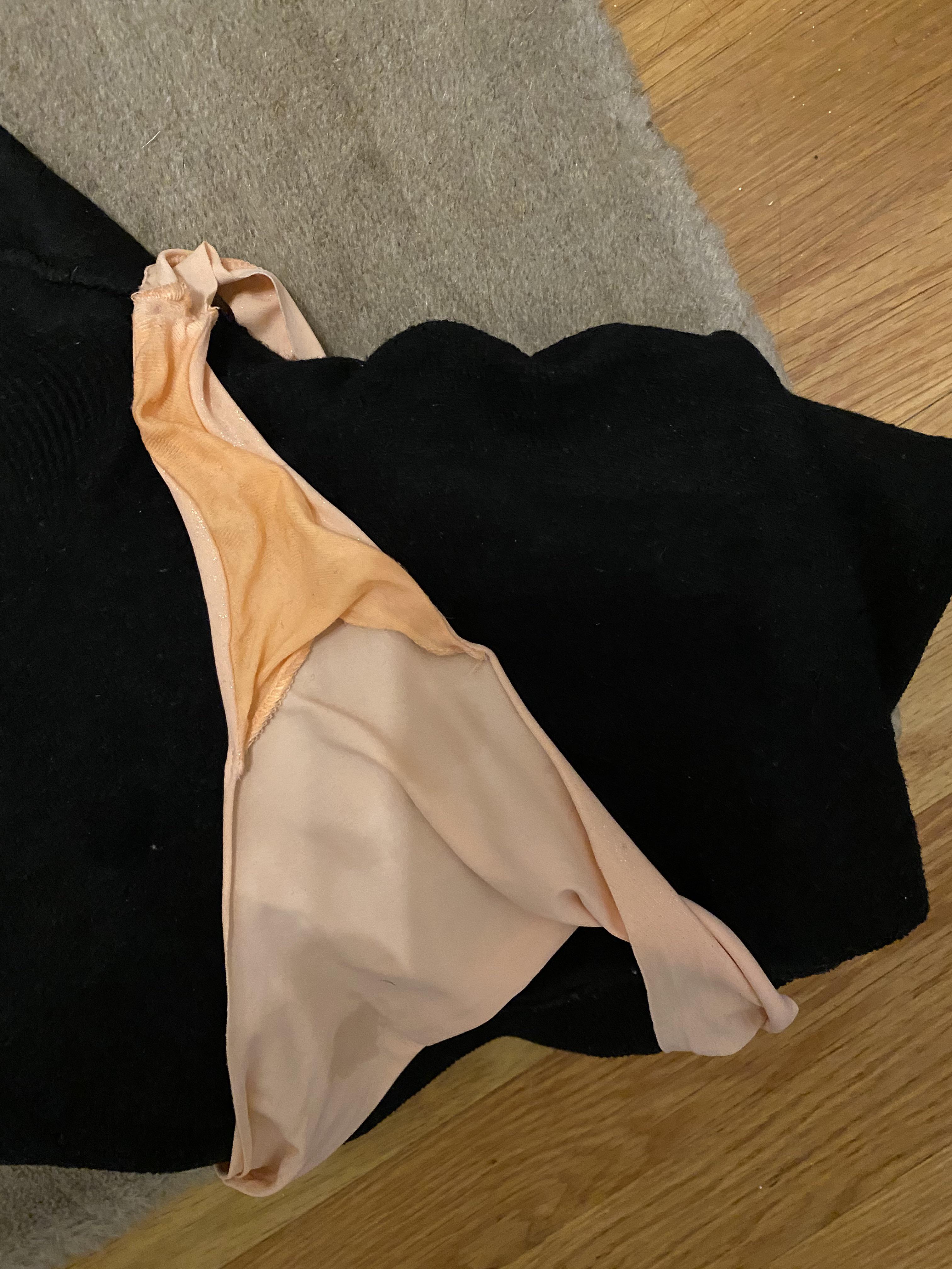 GF (F32) thong after yoga. Soaking wet and smells great. Played with them while she was ...