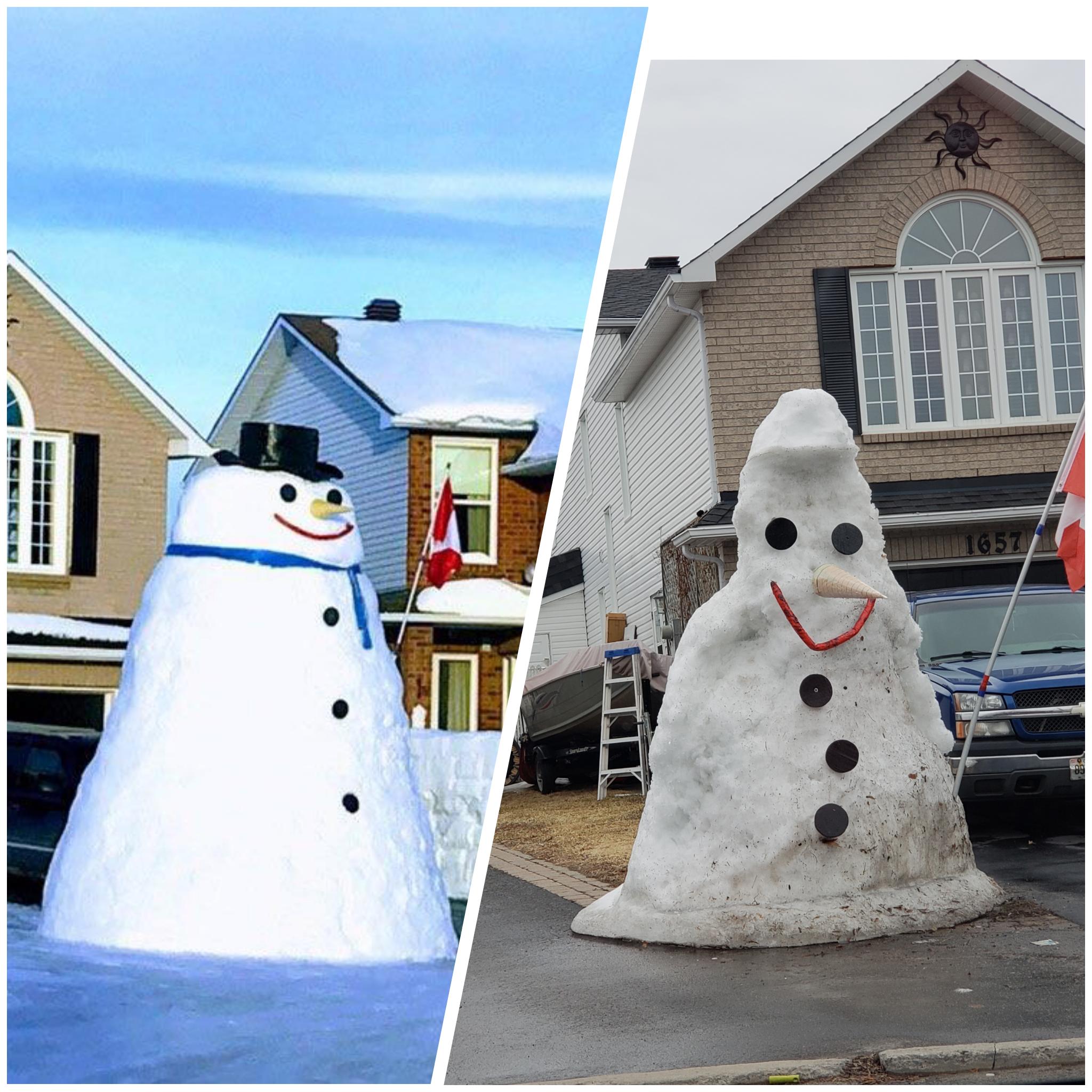Giant snowman (before and after) | Scrolller