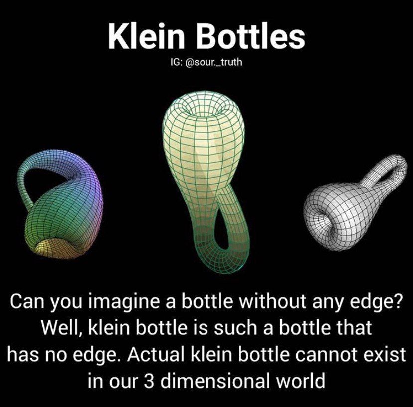 Glue the edges of two mobius strips (twisted piece of paper or anything) and will get a Klein ...