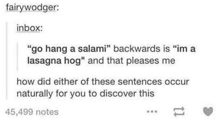 “Go hang a salami “ I’m a lasagna hog” | Scrolller