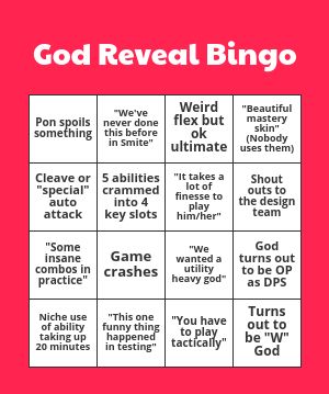 God Reveal Bingo! | Scrolller