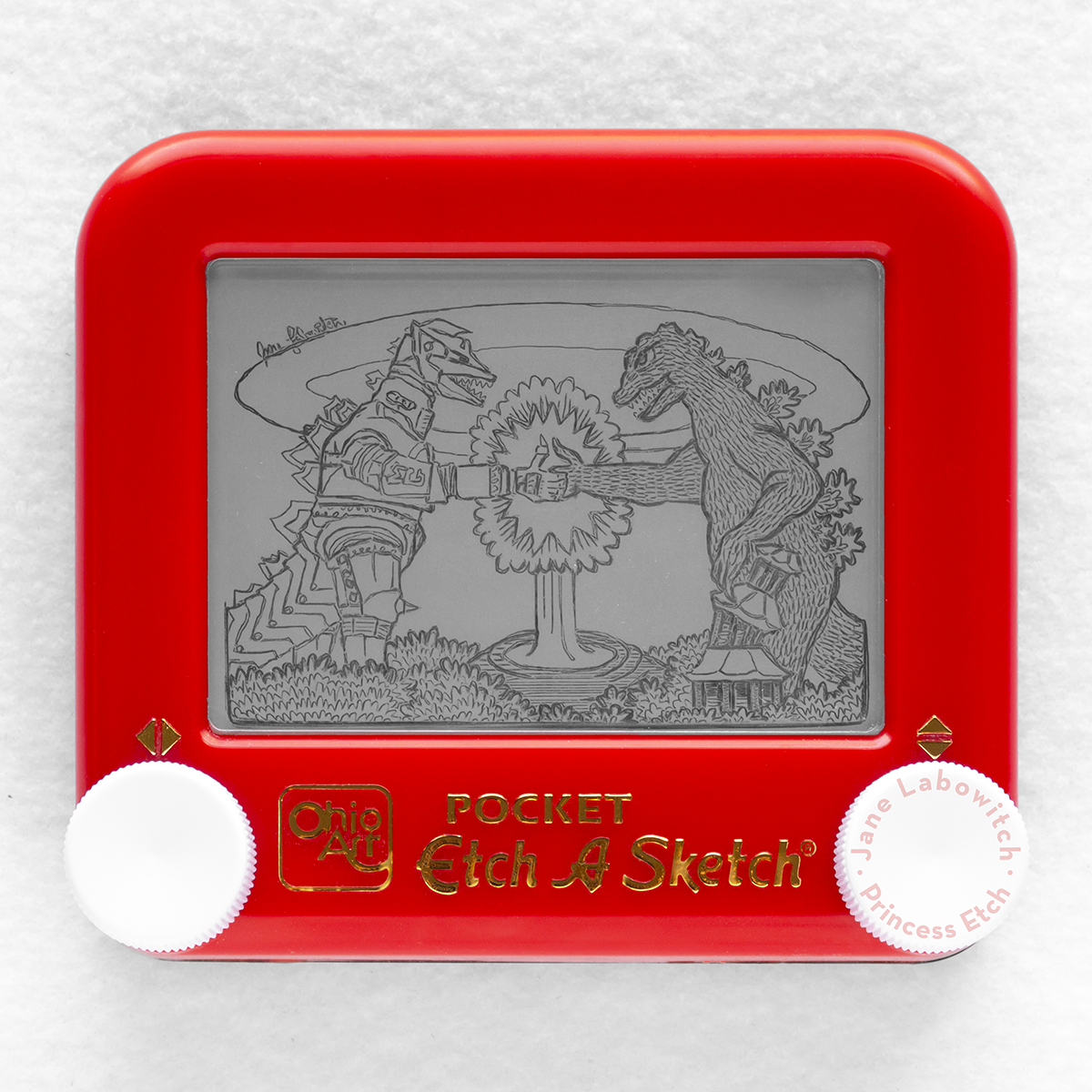Discover more like Etchasketch: Godzilla and Mechagodzilla duking it out in a cataclysmic thumb ...