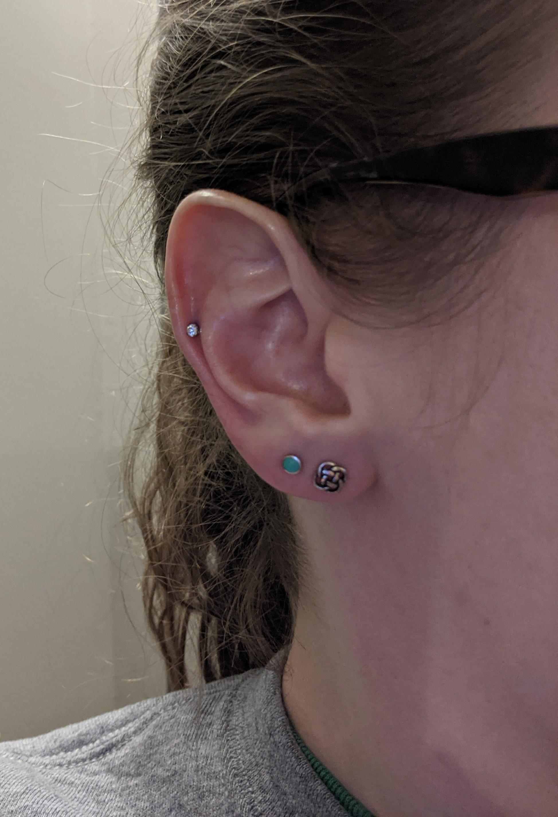 Got a new helix piercing today, what do you all think? Is it too low? | Scrolller