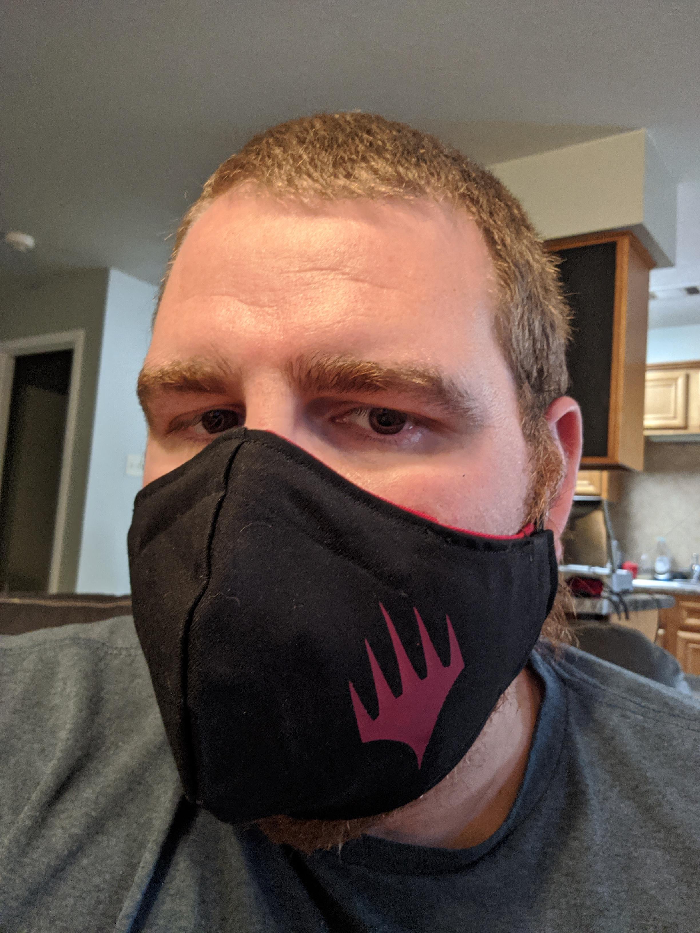 Gotta represent while being socially responsible. Mom made the mask, wife made the logo. | Scrolller