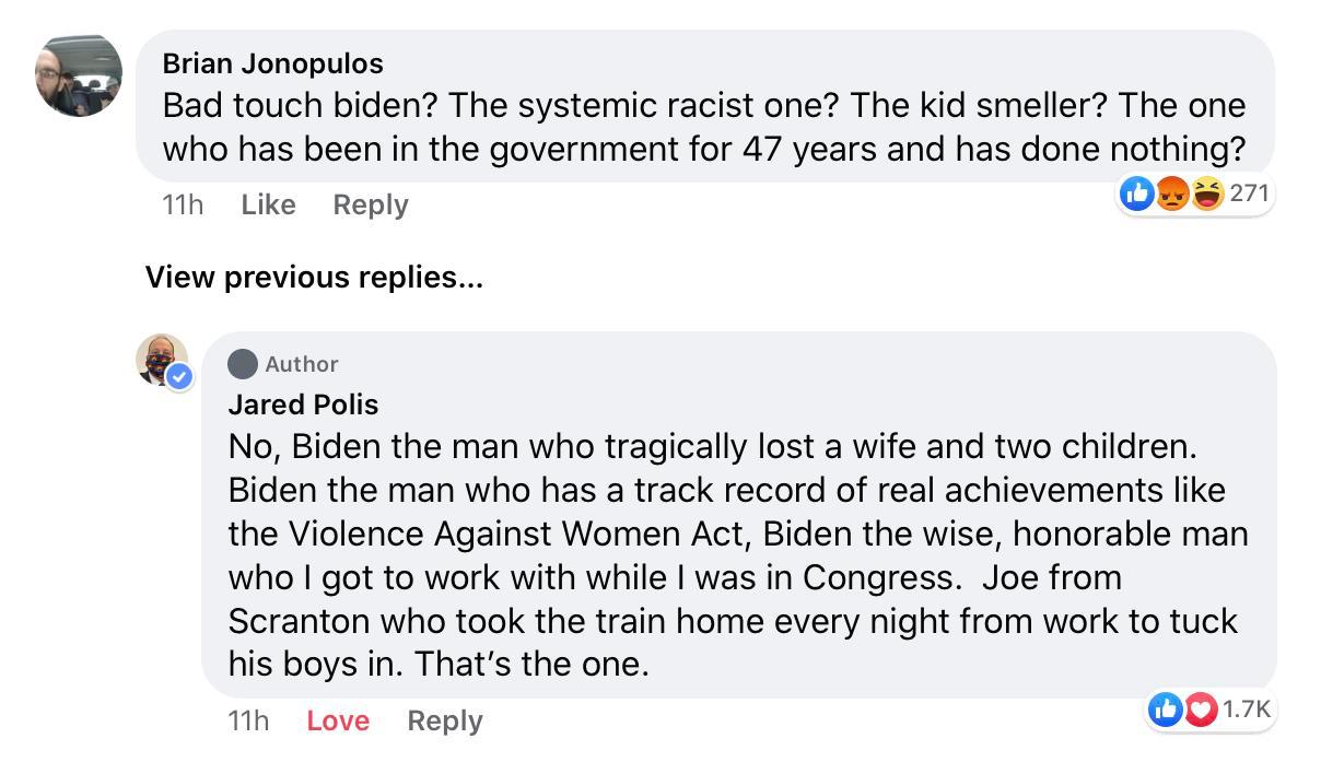 Governor Polis on Joe Biden. | Scrolller