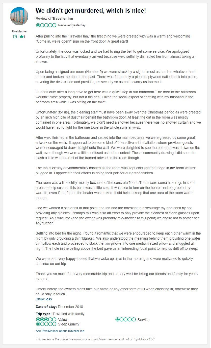 Great passive aggressive review | Scrolller