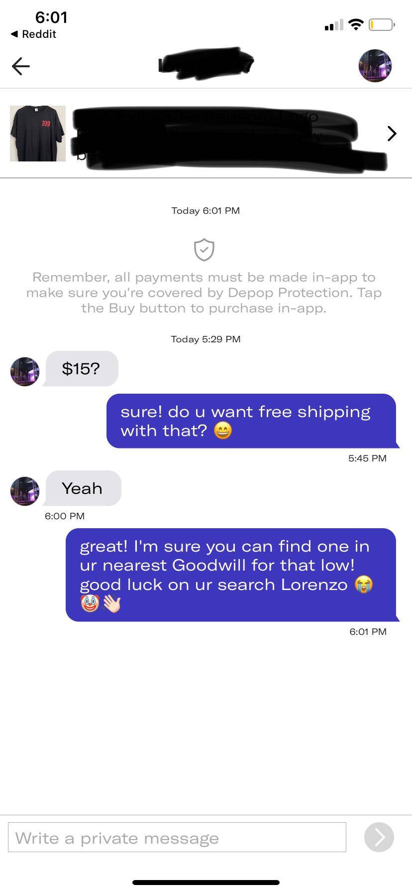 guy lowballed on a $50 shirt | Scrolller