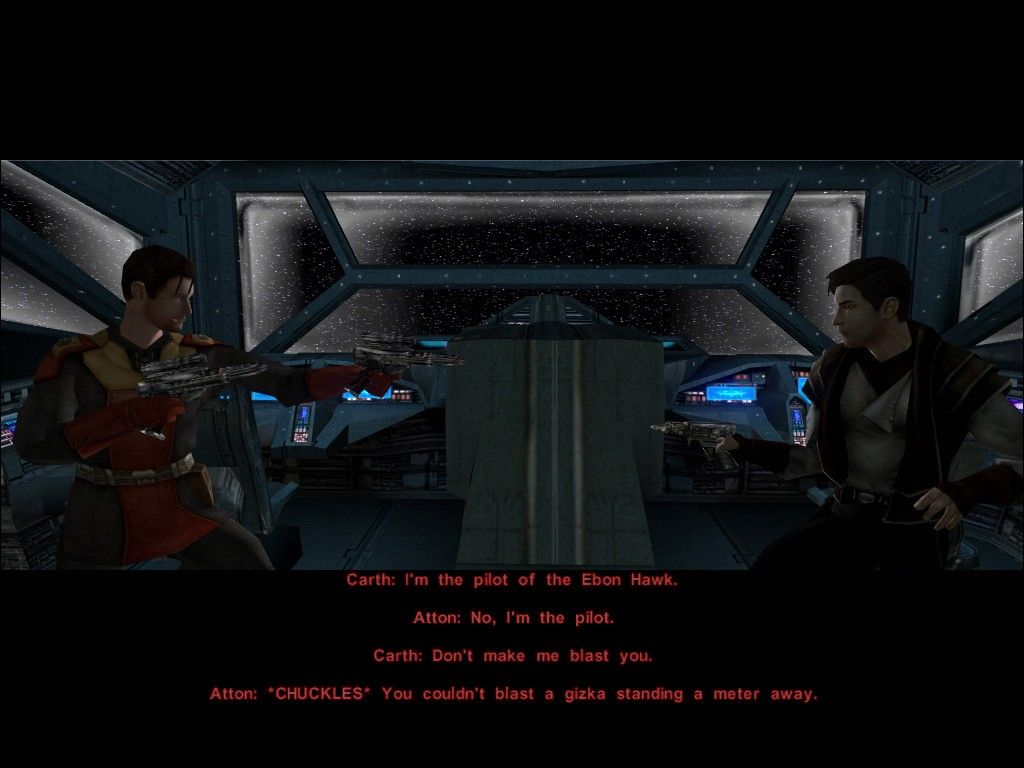 Had KOTOR III happened with Carth and Atton as party members, who pilots the Ebon Hawk? | Scrolller