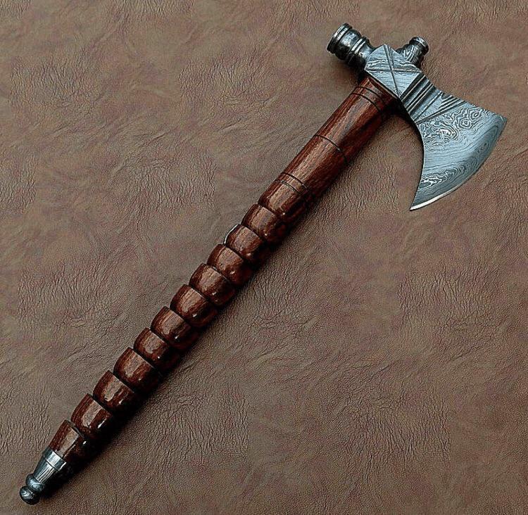 Hand forged damascus, tomahawk axe | Scrolller