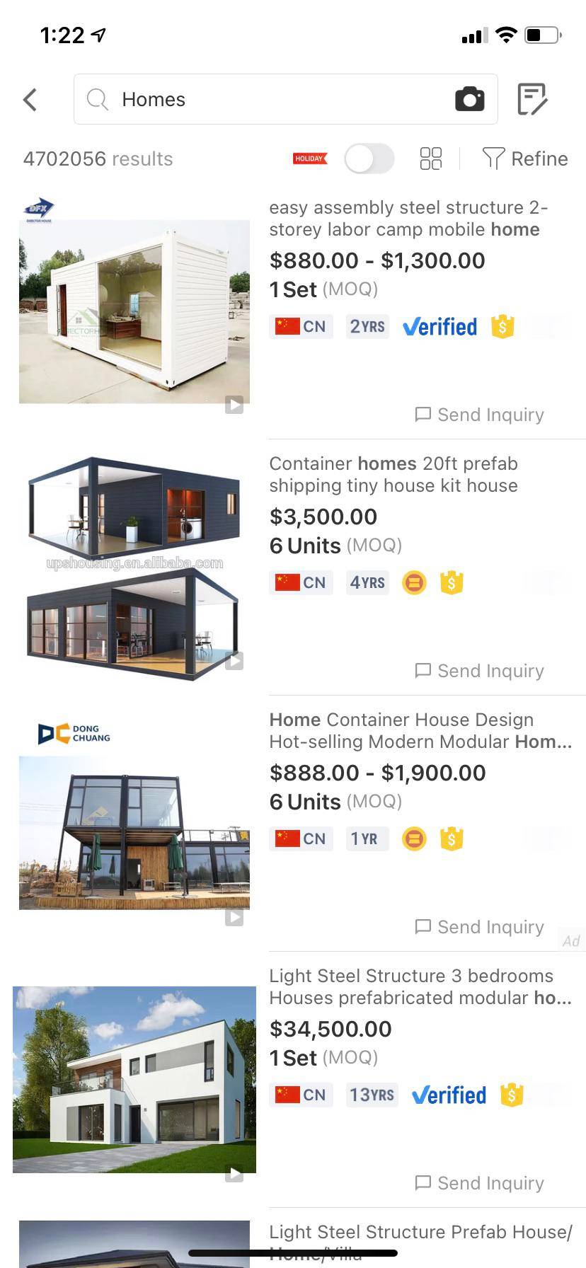 Has anyone here bought a tiny home or container home from Alibaba? If so, What is the process ...