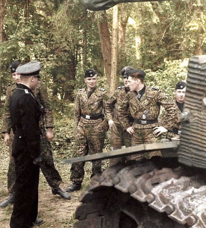 Hauptsturmführer Michael Wittmann and his Tiger crew. The soldier with the Knights Cross is his ...