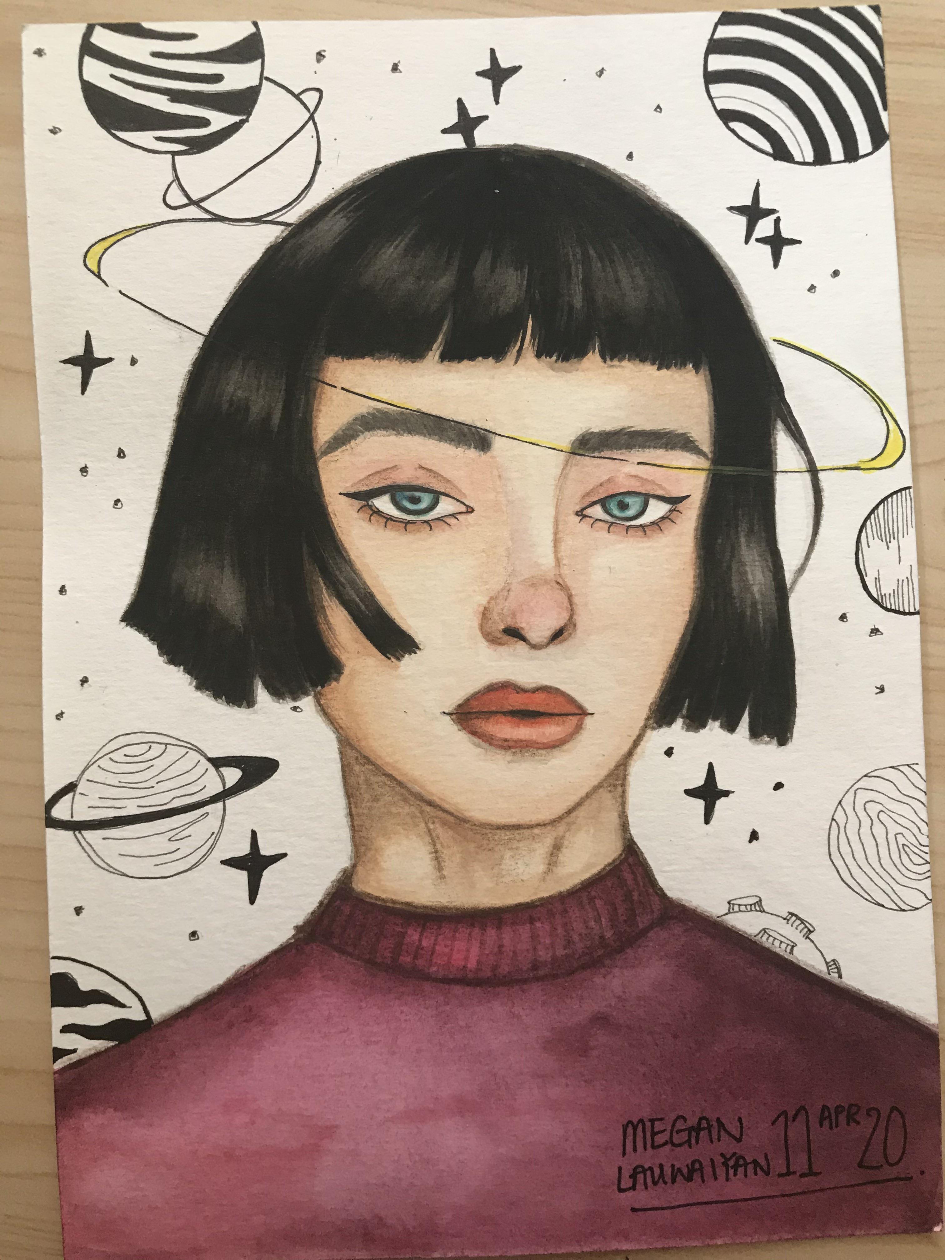 Head In Space, Me, Watercolour, 2020 | Scrolller