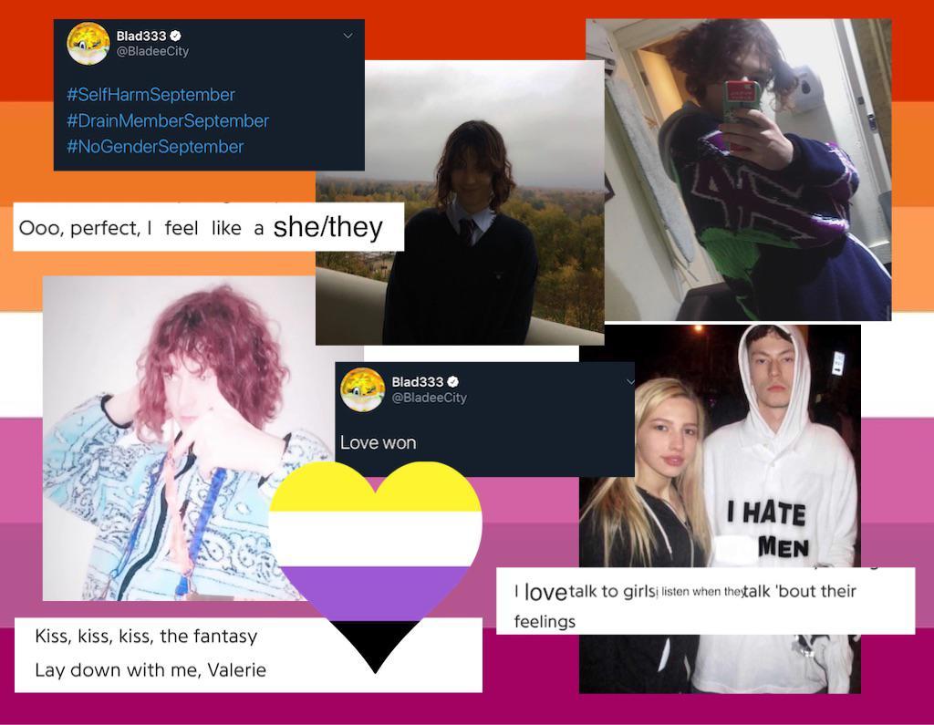 hello fellow non-bigoted drainers. here is my nonbinary lesbian bladee moodboard which was ...