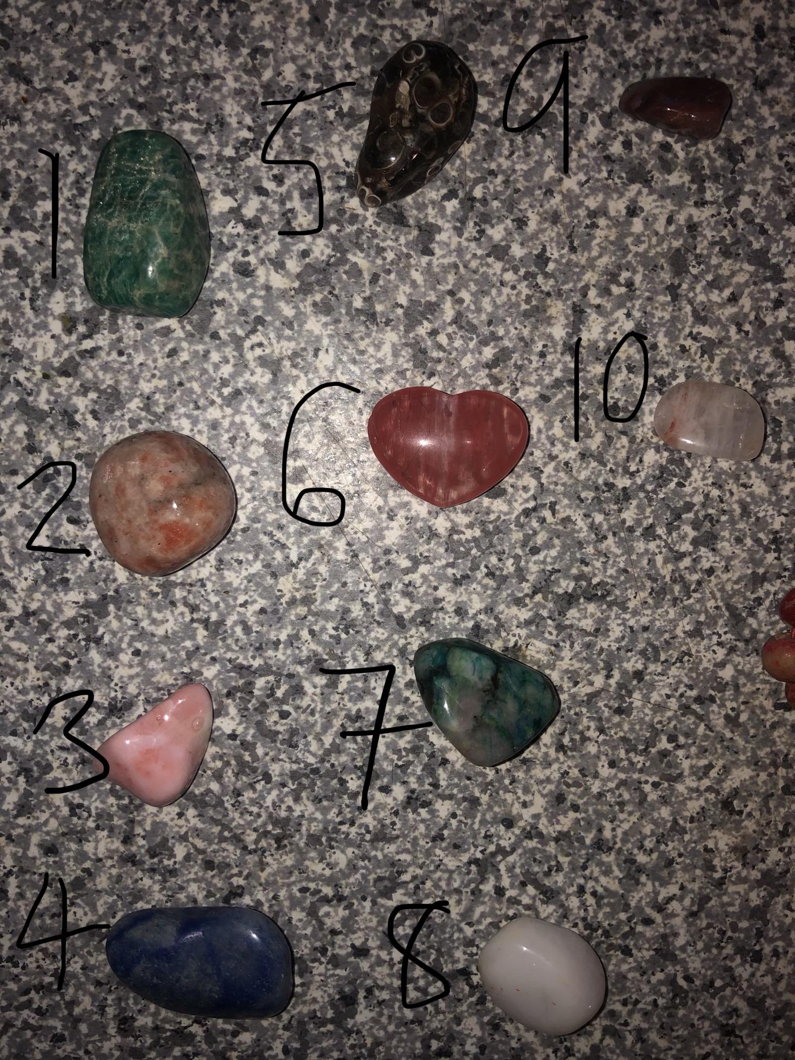 Help identifying! I’m not sure what these crystals are, I’ve numbered them and jus wondered if ...