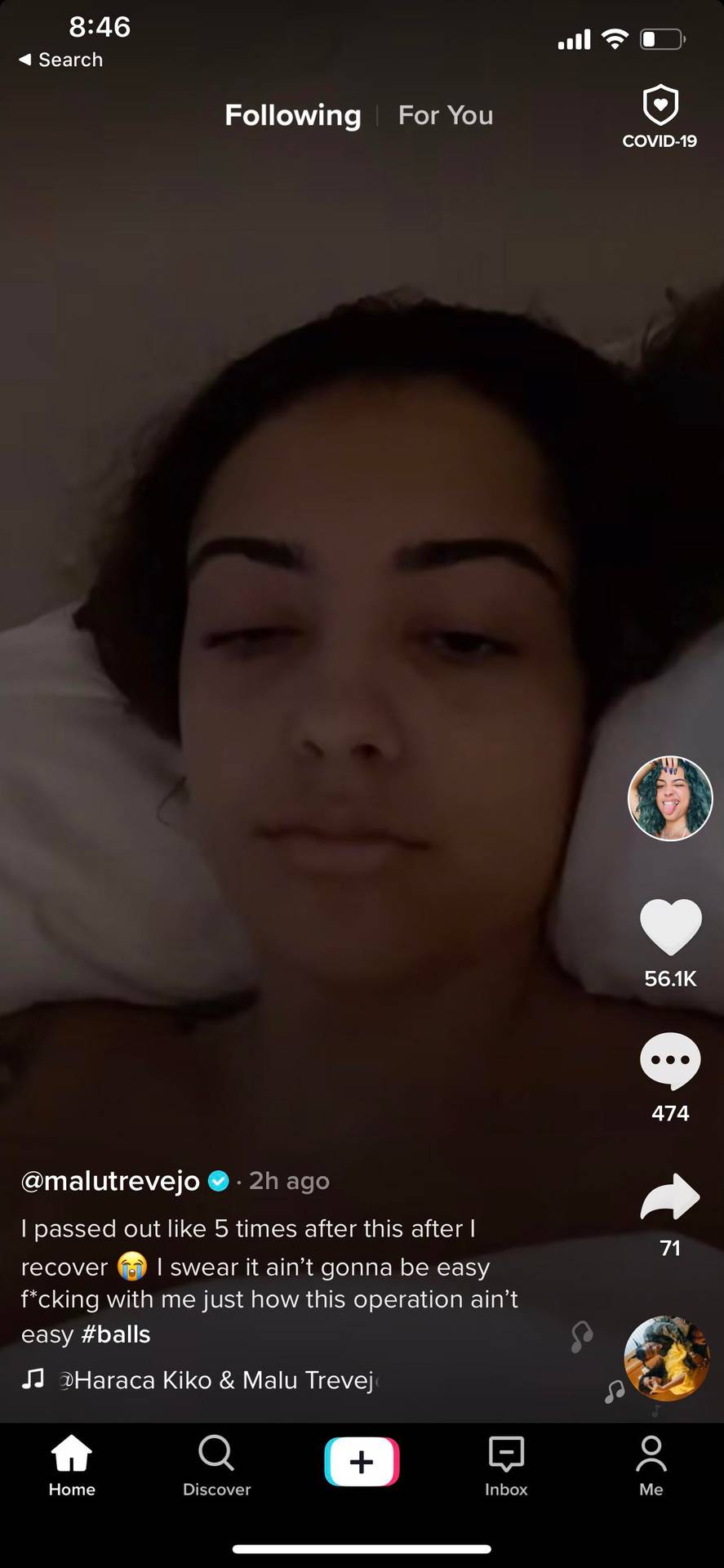 Her little 18 years old body was way too weak for that surgery like 2 days later she still ...