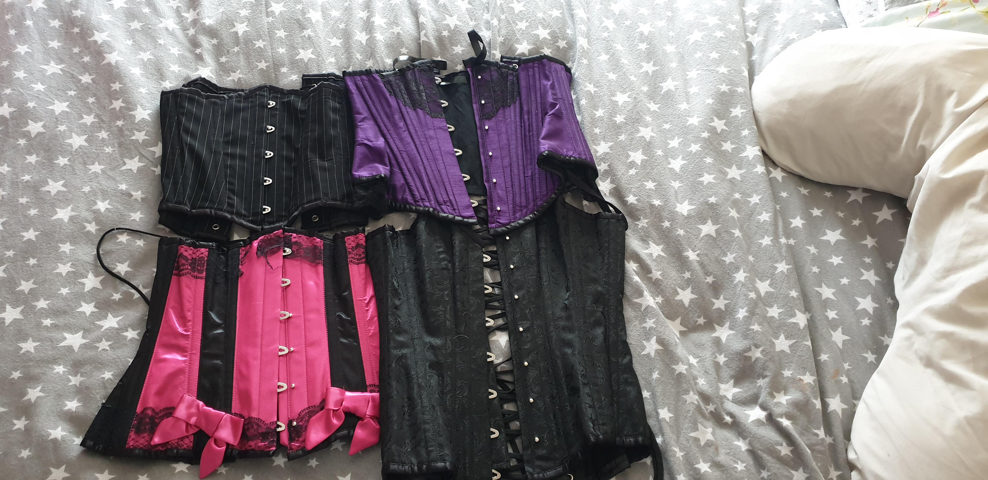 Here are my corsets! All of them are steel boned. Who like to see me in them and what one ...