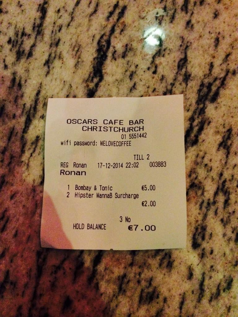 Hipster wannabe surcharge in Dublin pub | Scrolller