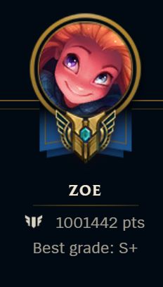 Hit 1 Million Mastery Points on Zoe Finally! Thank you everyone whose supported me and been with ...