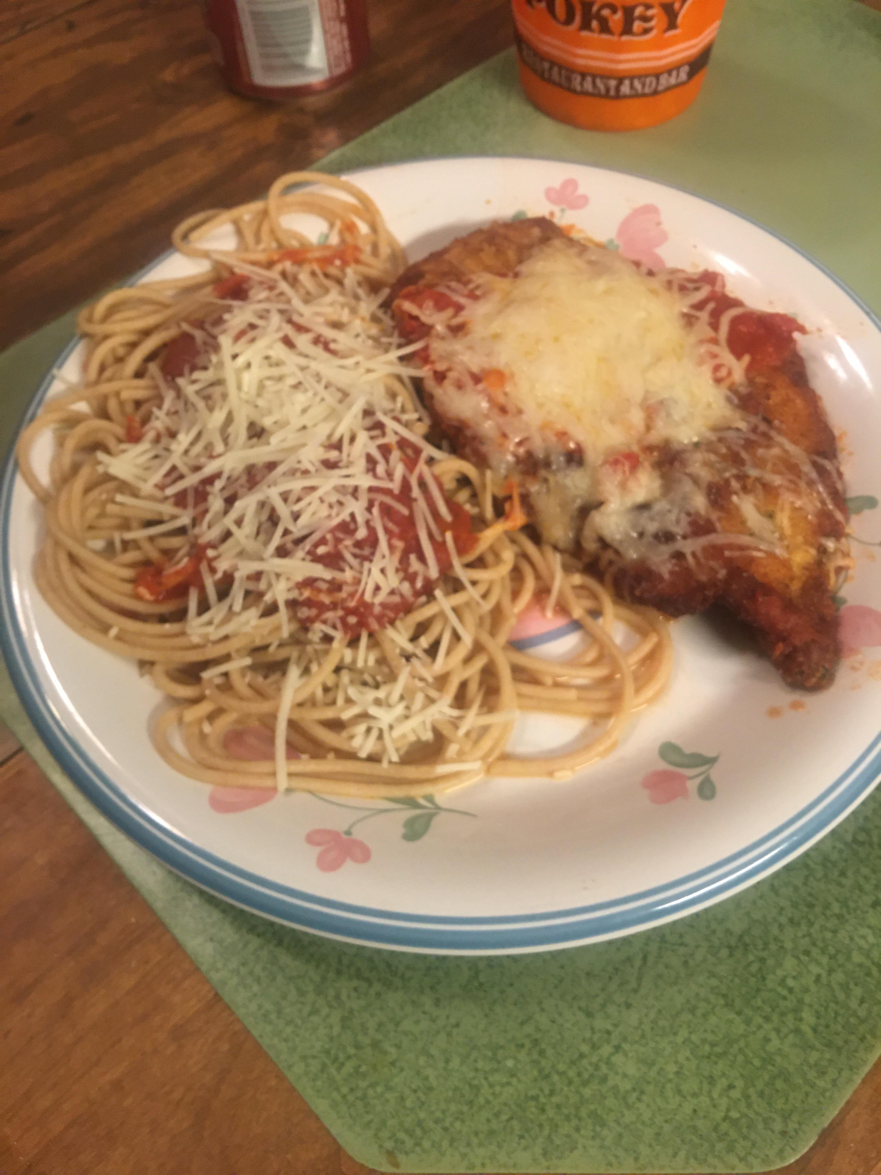 Homemade chicken Parmesan with Wheat Spaghetti. | Scrolller