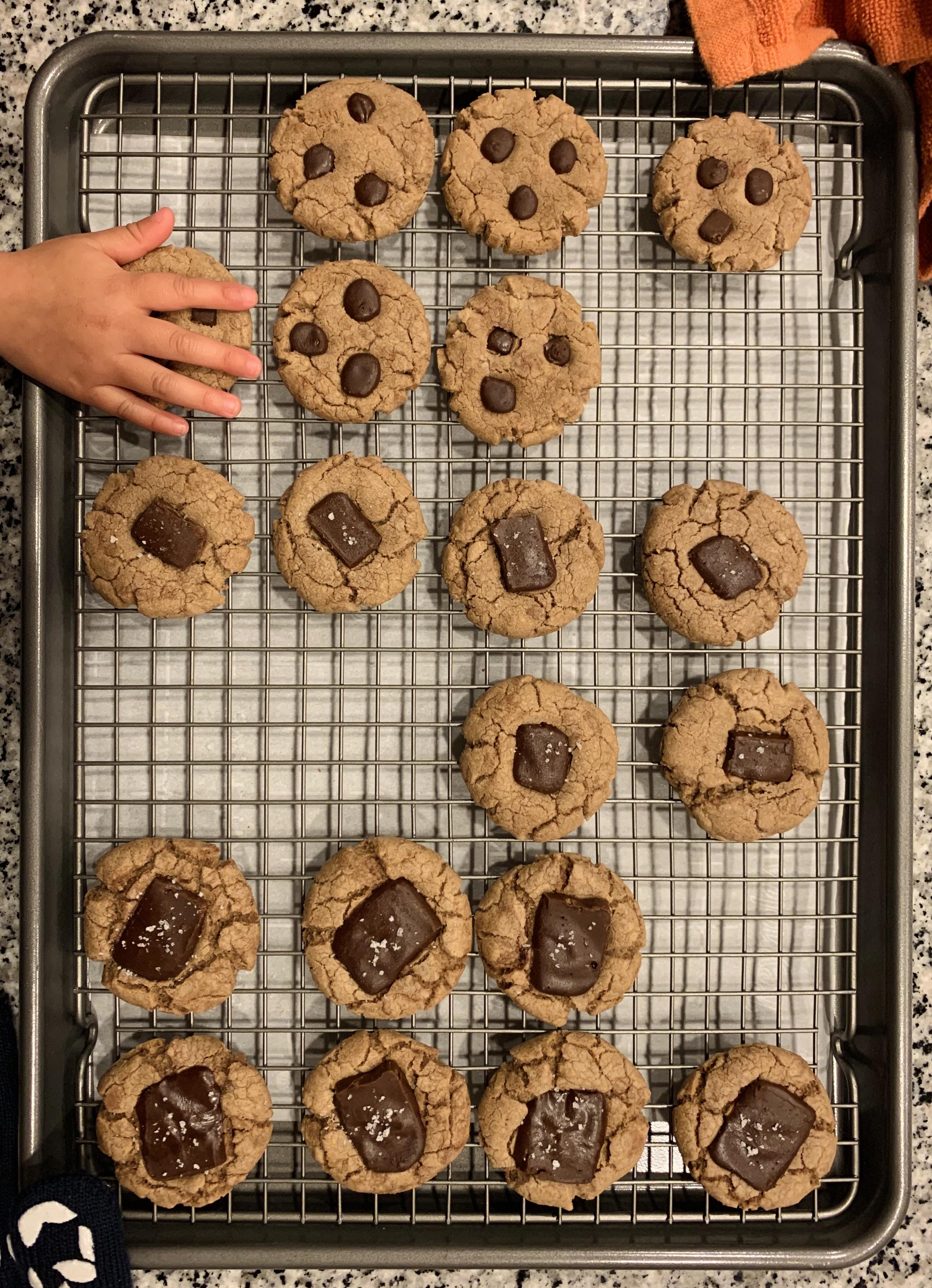 homemade Nutella cookies with fudge and sea salt ft. little sisters sneaky hand | Scrolller