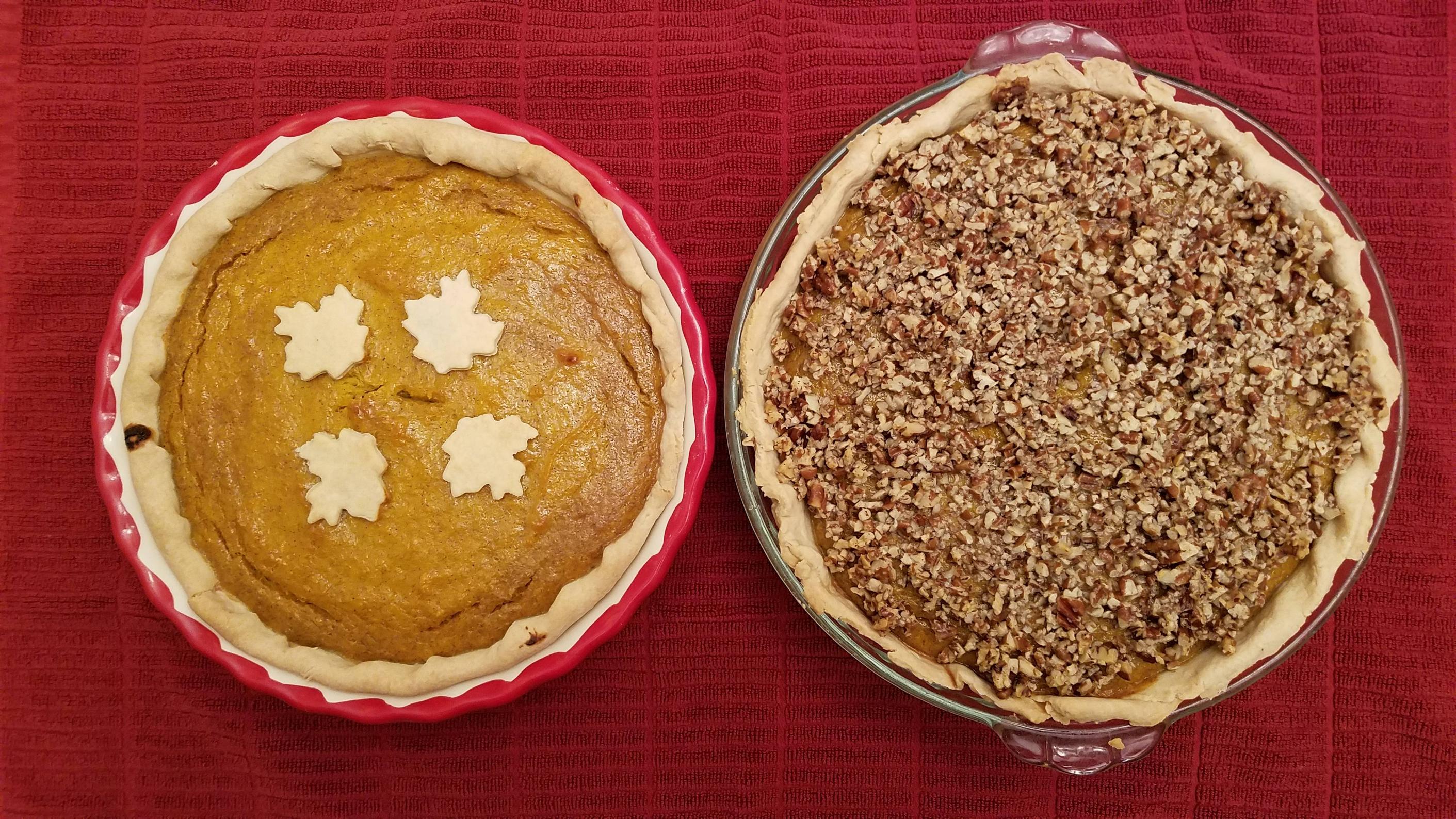 Homemade Pumpkin Pies One With Pecan Topping Scrolller
