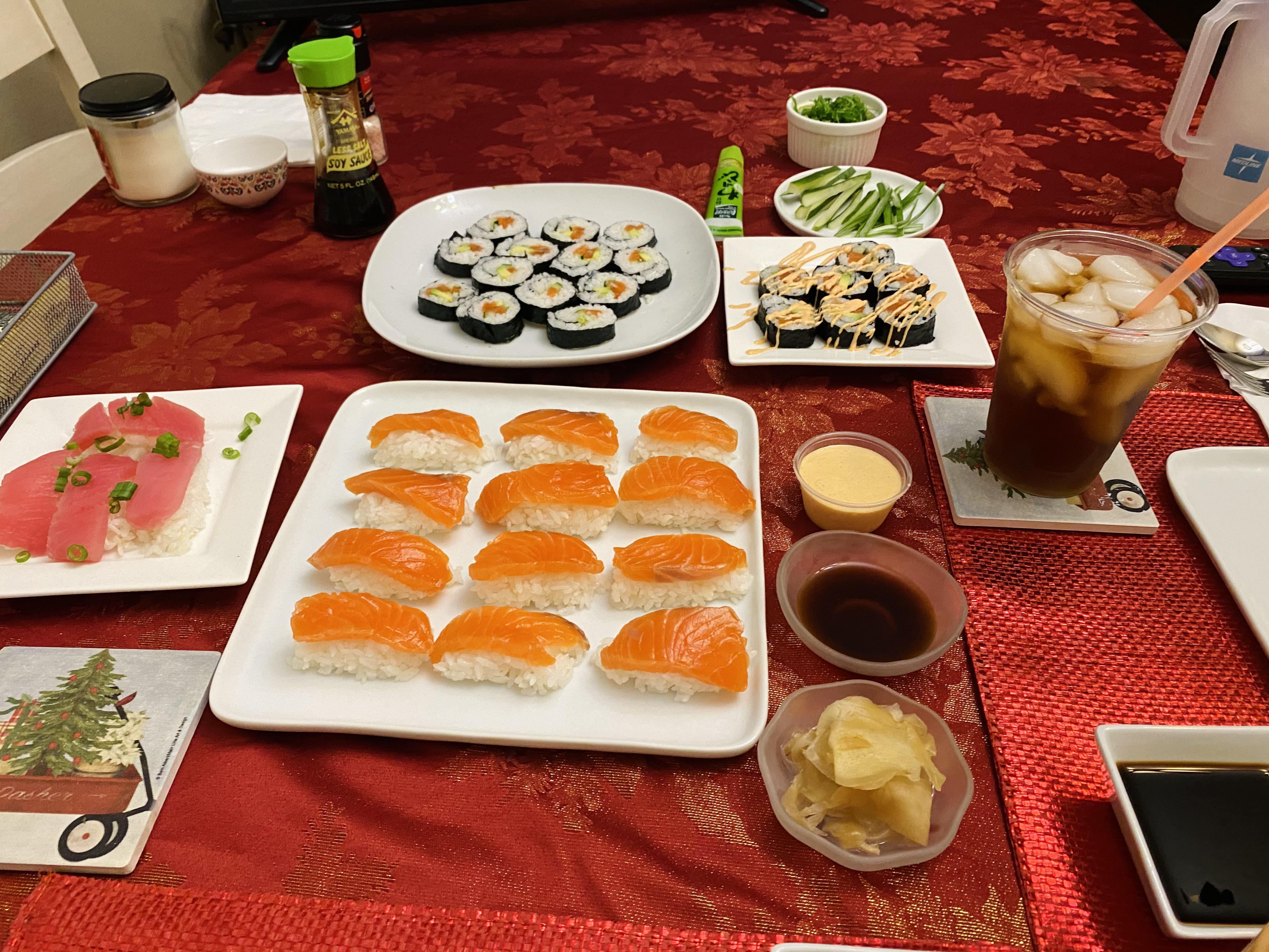 Homemade Sushi - Salmon Nigiri, Alaskan Rolls, and Spicy Salmon Rolls. | Scrolller