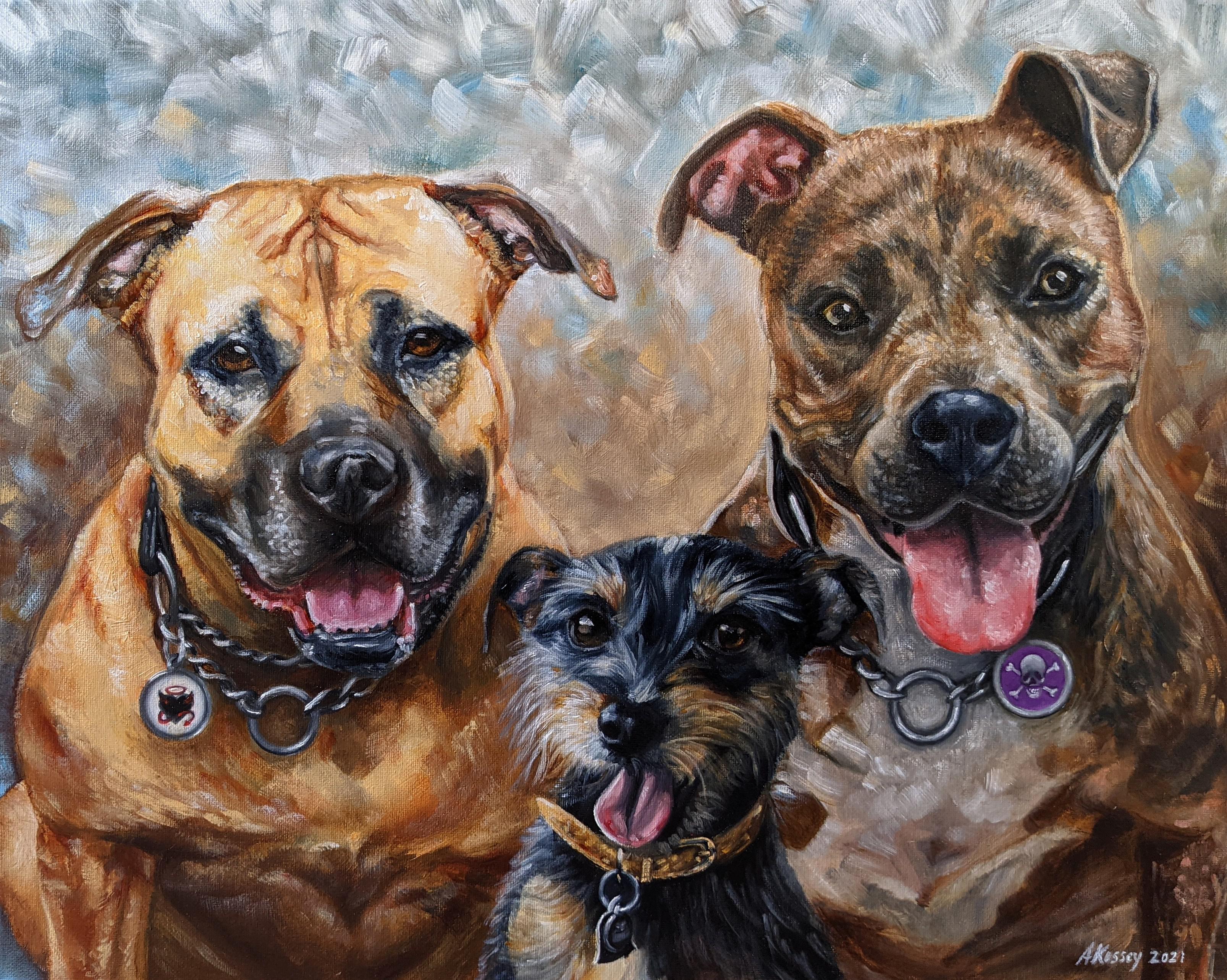 "Hona, Nugget, and Rogue", Me, Oils, 2021 | Scrolller