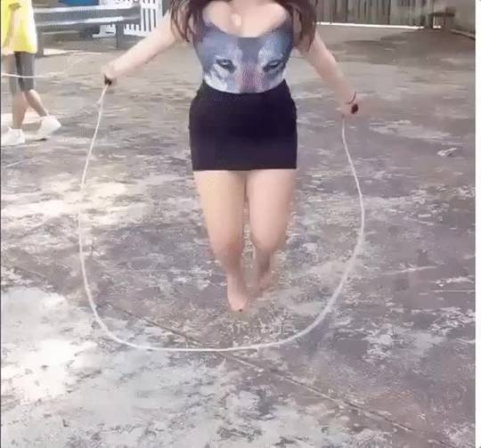 Huge boobed Instagram girl jumping rope. | Scrolller