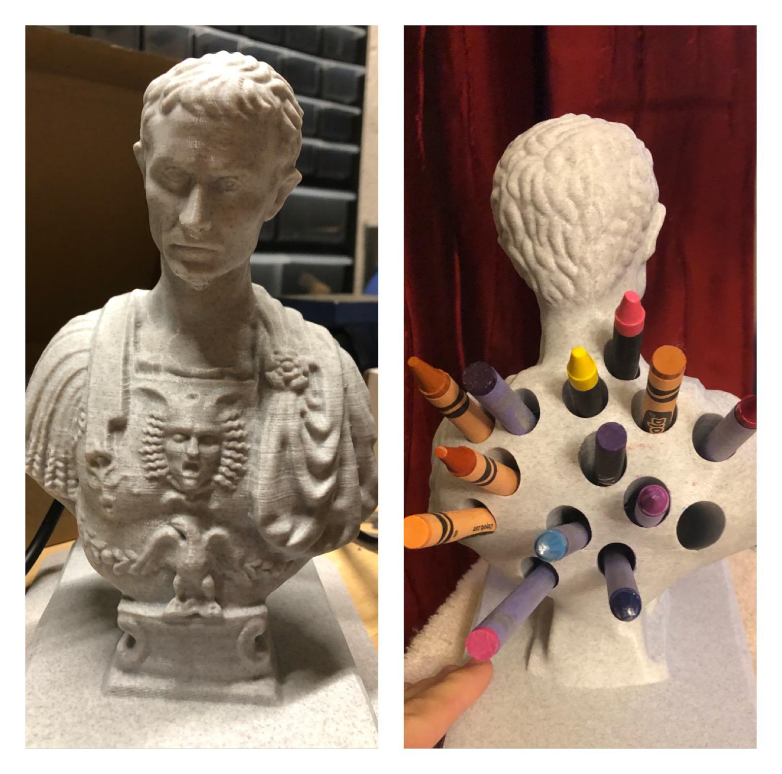 3d printed a Julius Caesar pencil holder bust | Scrolller