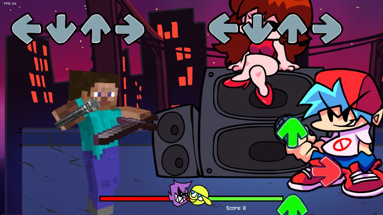 I added steve in FNF | Scrolller