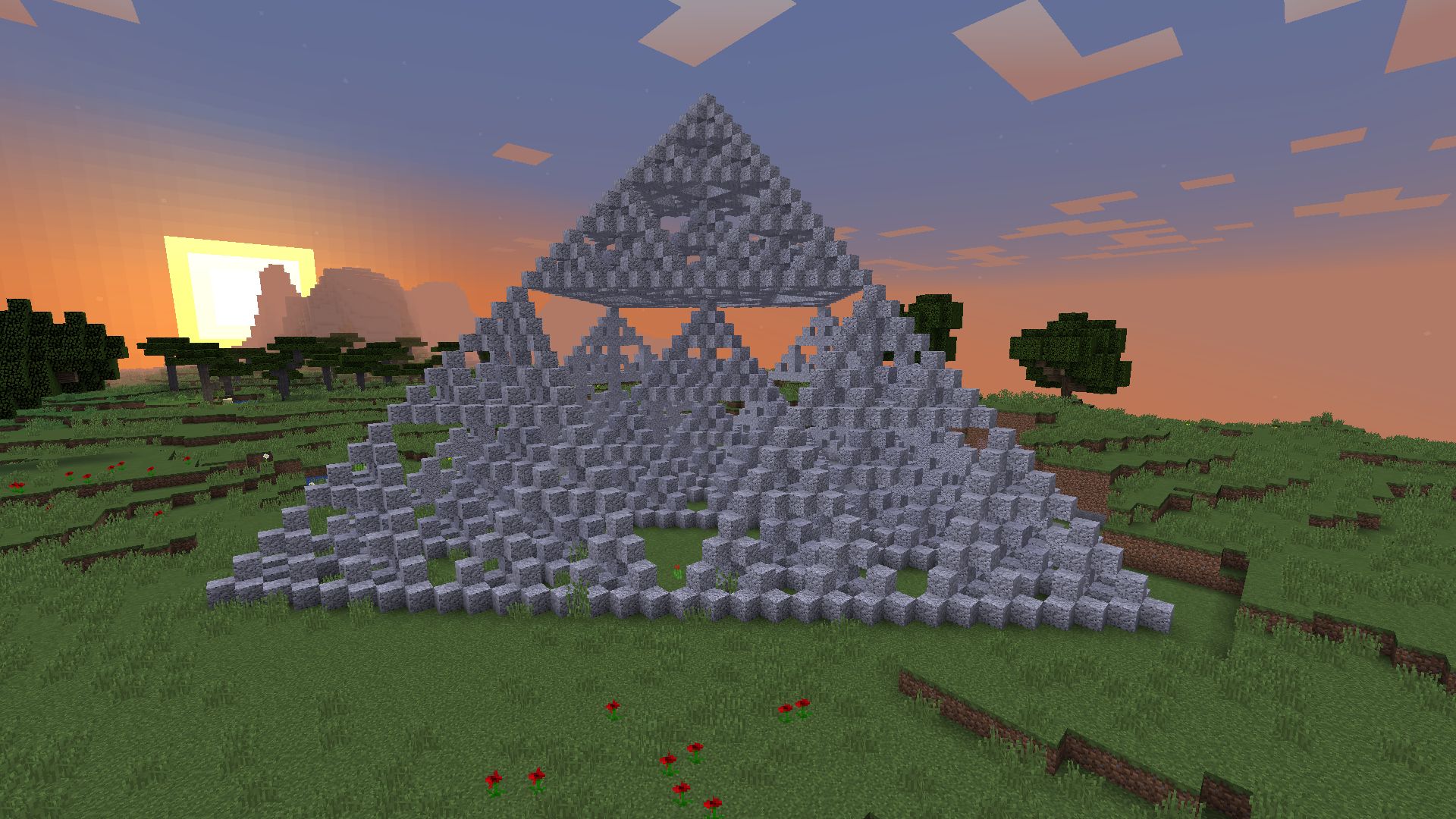 I built a Sierpinski's pyramid on my friend's server. | Scrolller