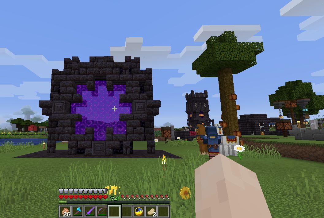 I changed my Nether Portal into a new version. I am transferring all the "wood"-buildings i had ...