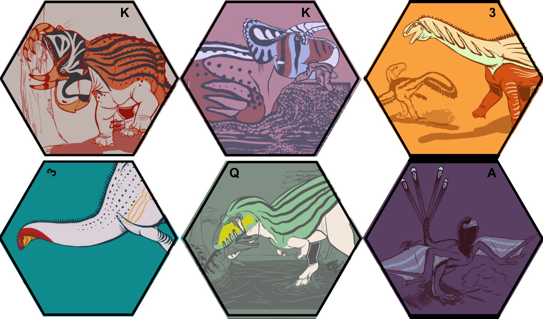 I created a dinosaur version of the strategy game "Hive"! (Download in comments) | Scrolller