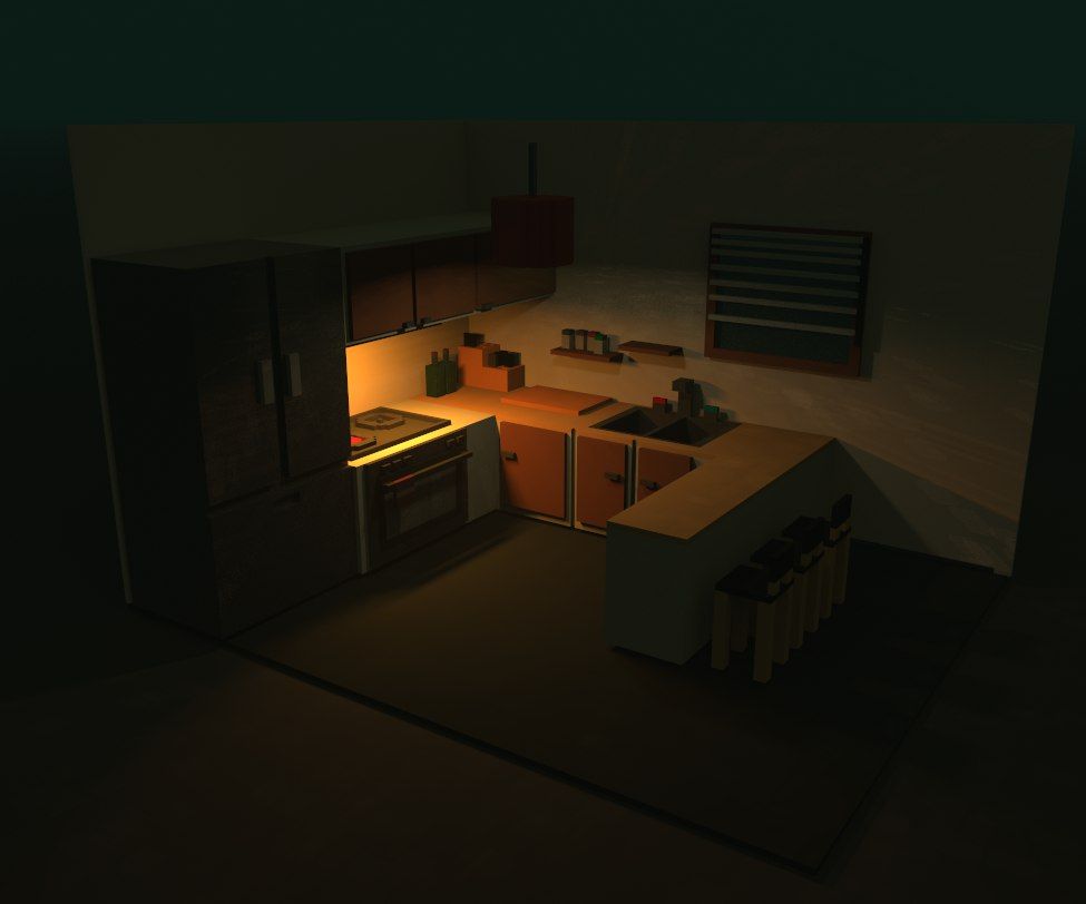 I decided to use voxel for a game project from class, here's the first part, the kitchen ...