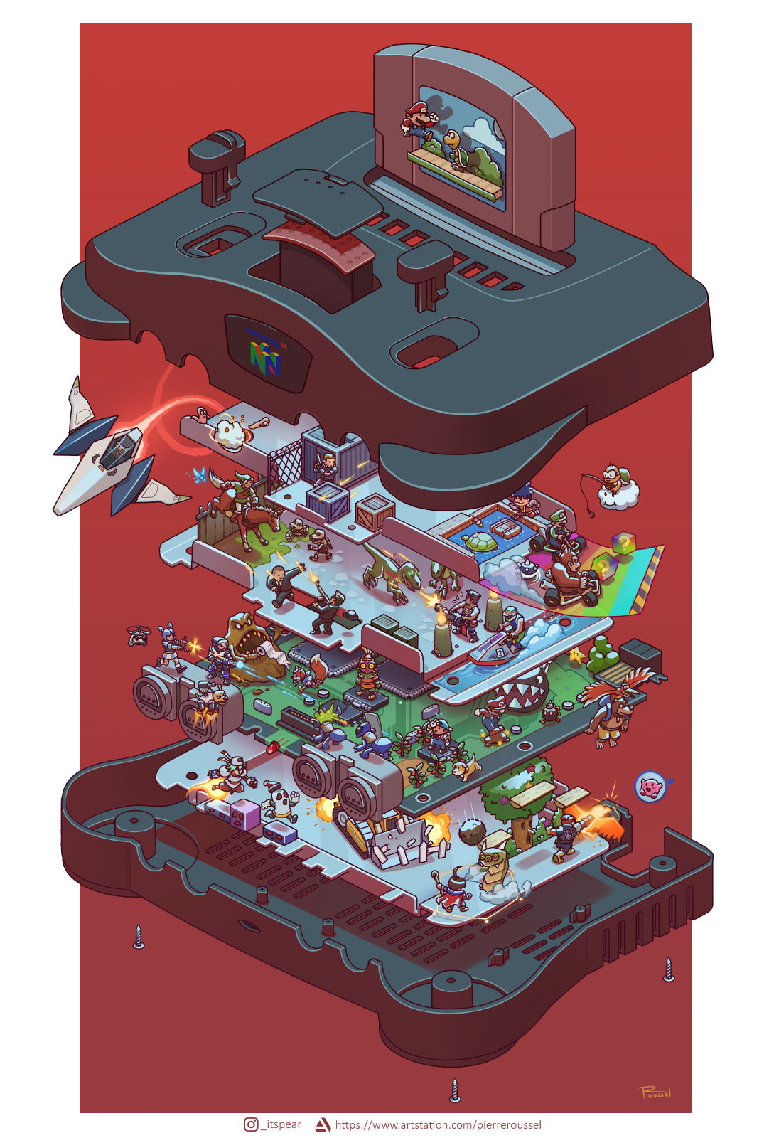 I drew a Nintendo 64 exploded view | Scrolller