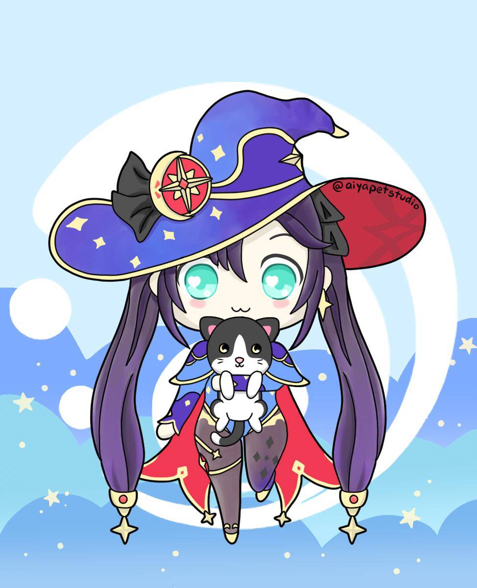 I drew chibi Mona with her Sheriff Cat! | Scrolller
