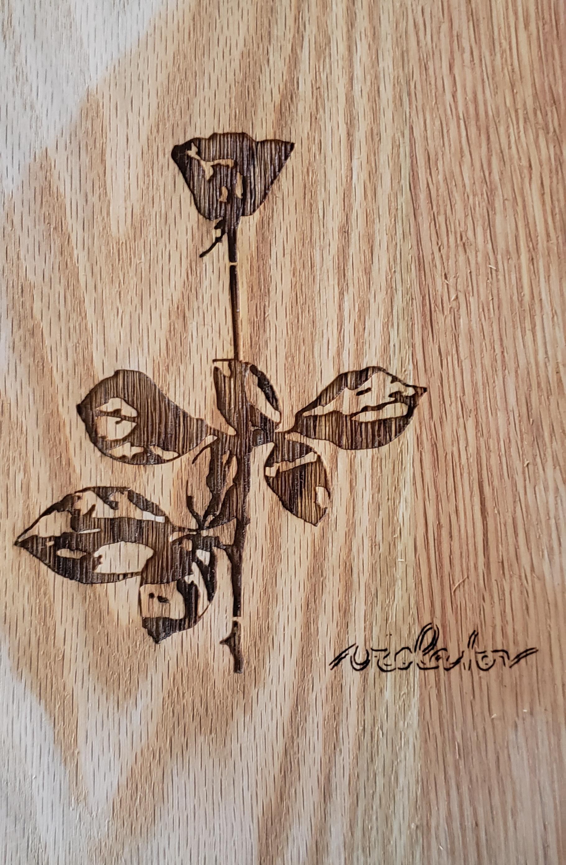I etched a violator cover onto wood | Scrolller