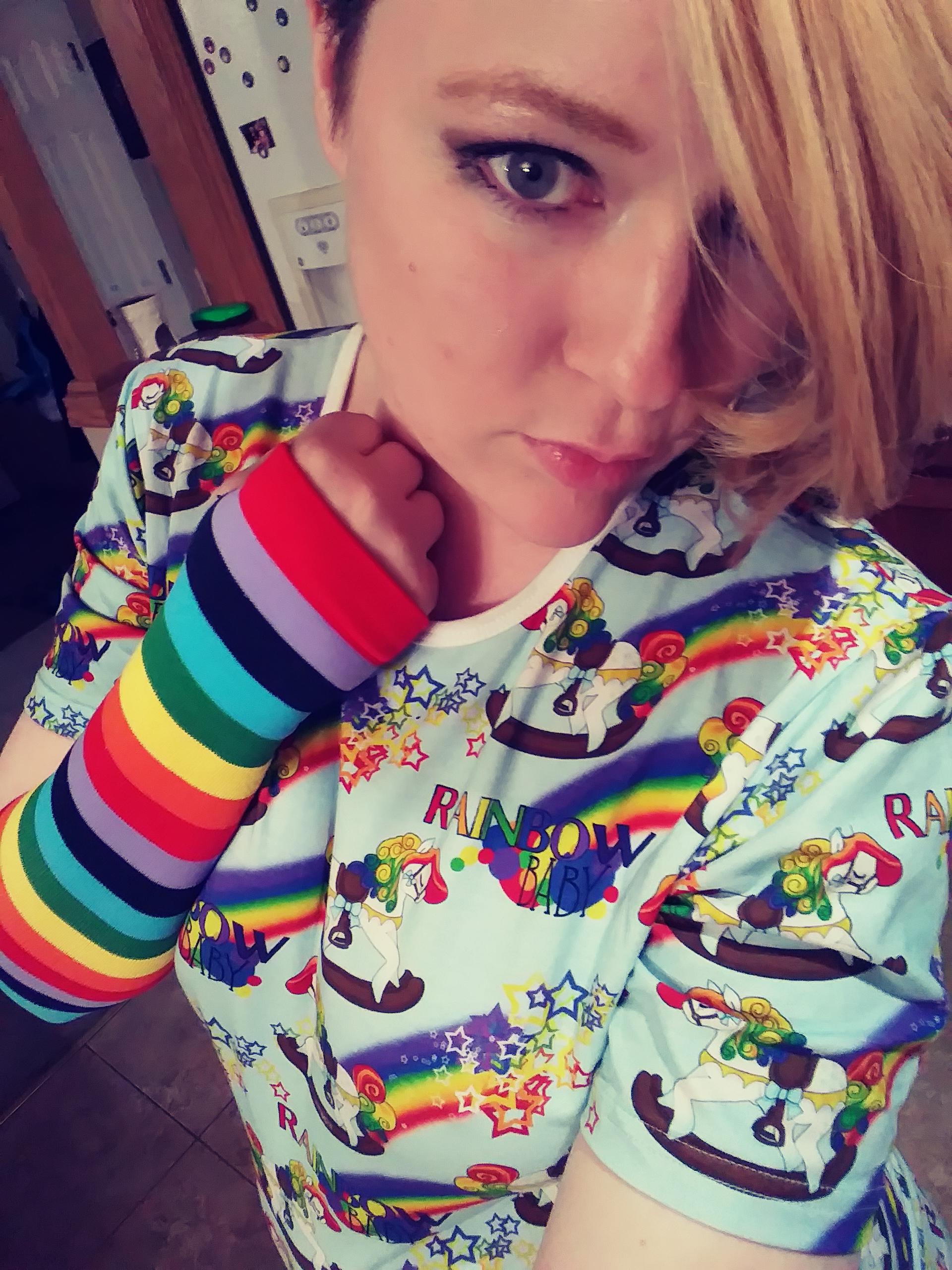 I is rainbow baby in my new onsie! 💛💚💙💜. | Scrolller
